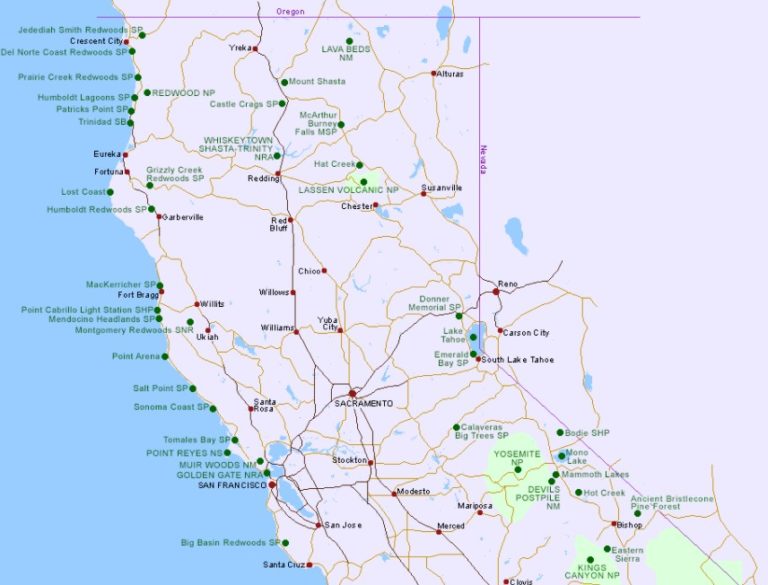 Map Of Northern California - Mithova's Blog